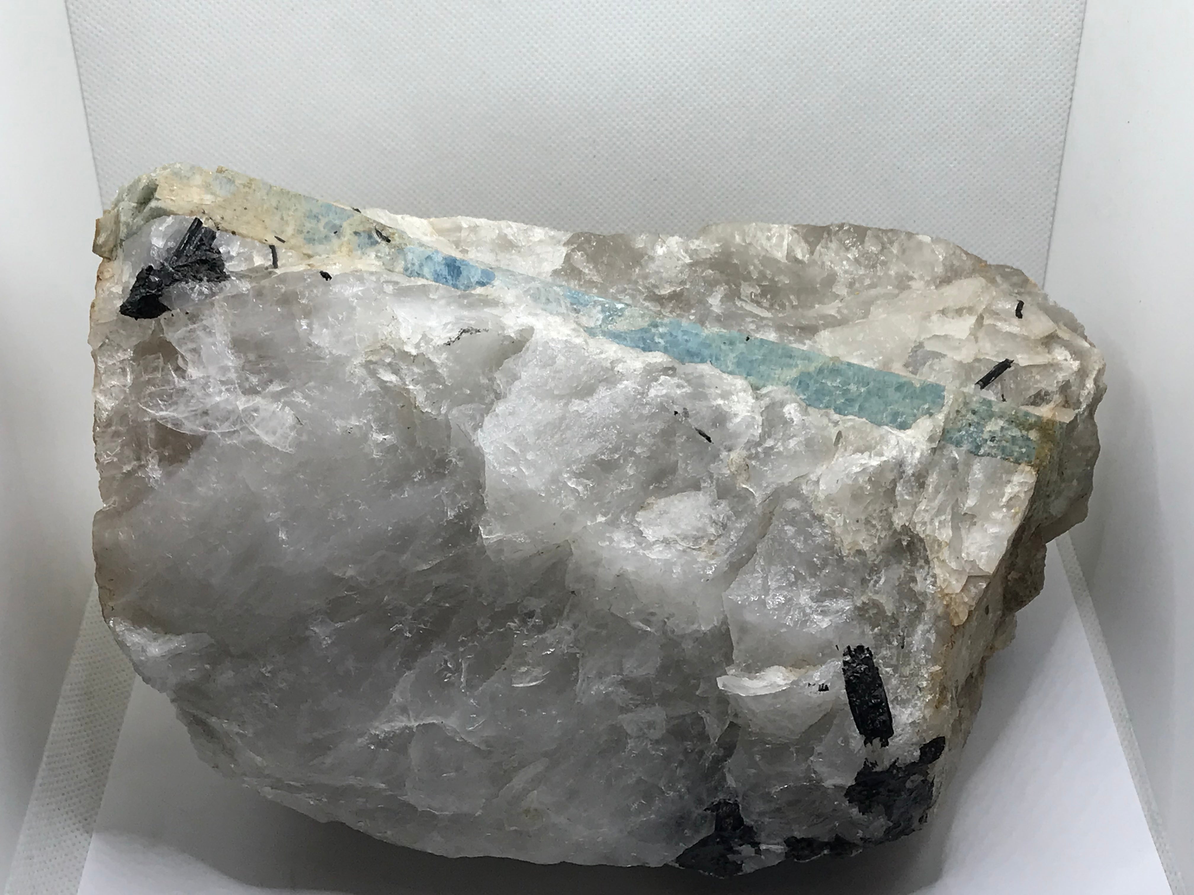 Aquamarine in Quartz – Crystal and fossils